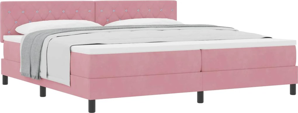 Postel s boxspringem s matrací s čelo Růžová 200 x 200 cm samet 3339133