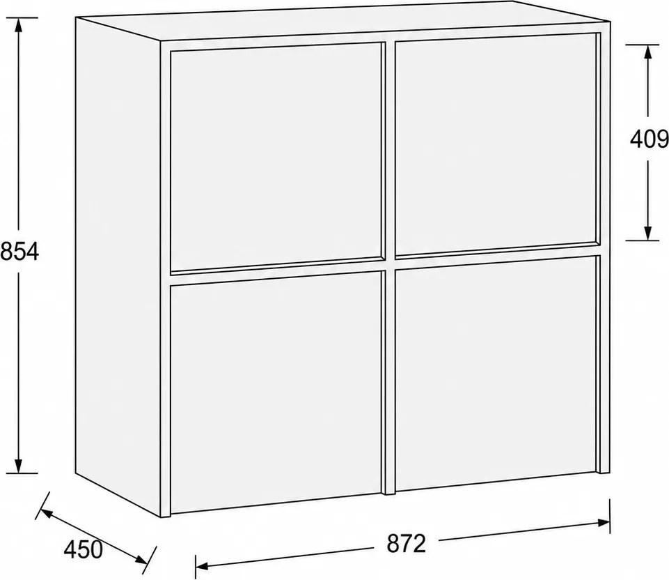 Nástavba pro skříně FRAME, 4x dveře, 872 x 450 x 854 mm, RFID zámek, šedá