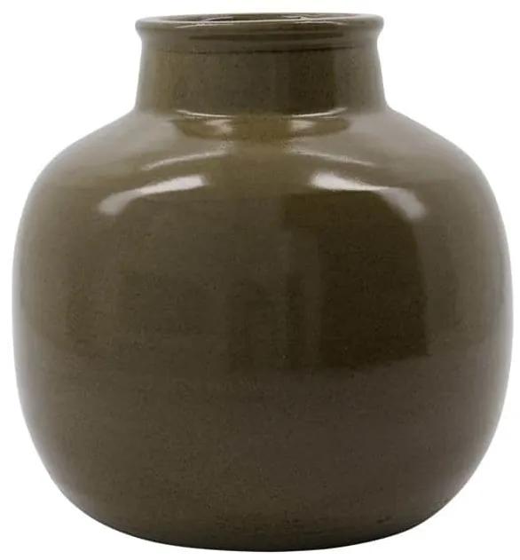 House Doctor Keramická váza Aju Green, hnědá barva, keramika