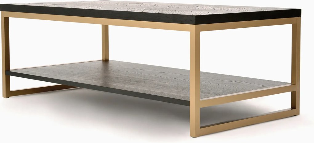 Konferenční stolek Seville 120 cm z masivu černý/zlatý