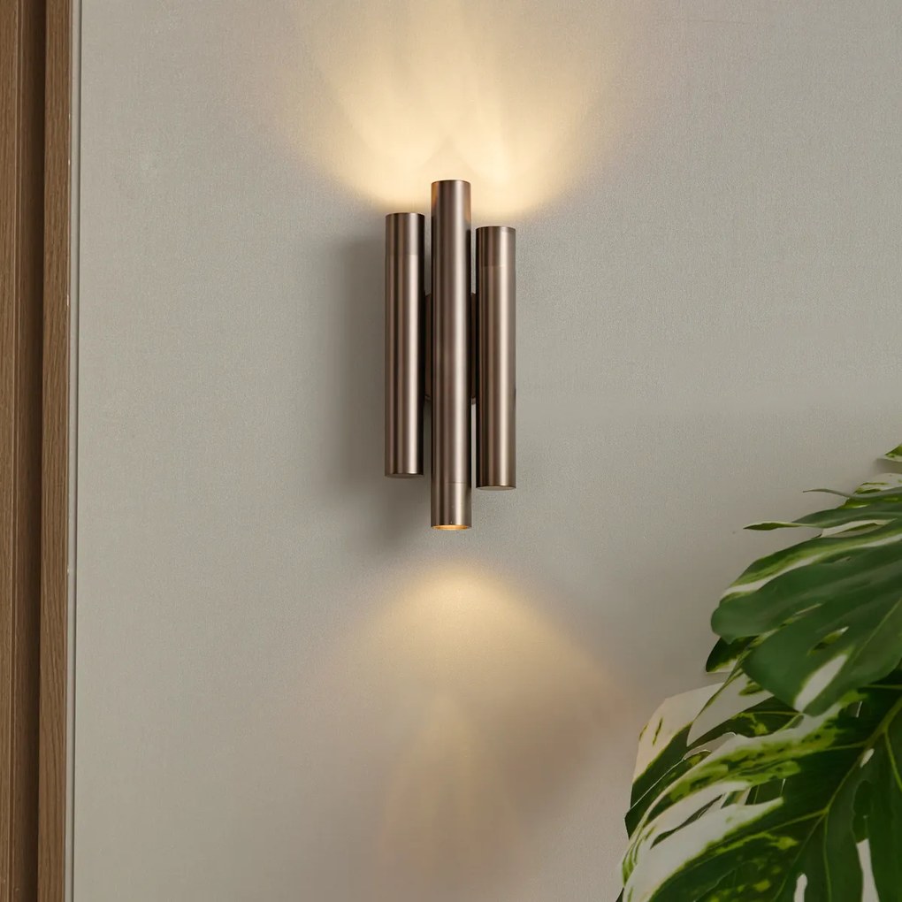 Moderne wandlamp donker brons 3-lichts - Pipes