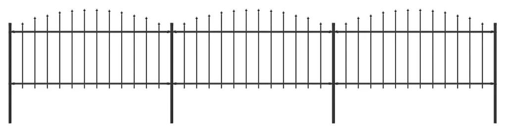 277705 vidaXL Zahradní plot s hroty ocel (0,5–0,75) x 5,1 m černý
