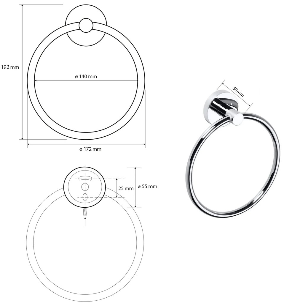 Sapho X-ROUND E držák ručníků kruh, chrom - XR411