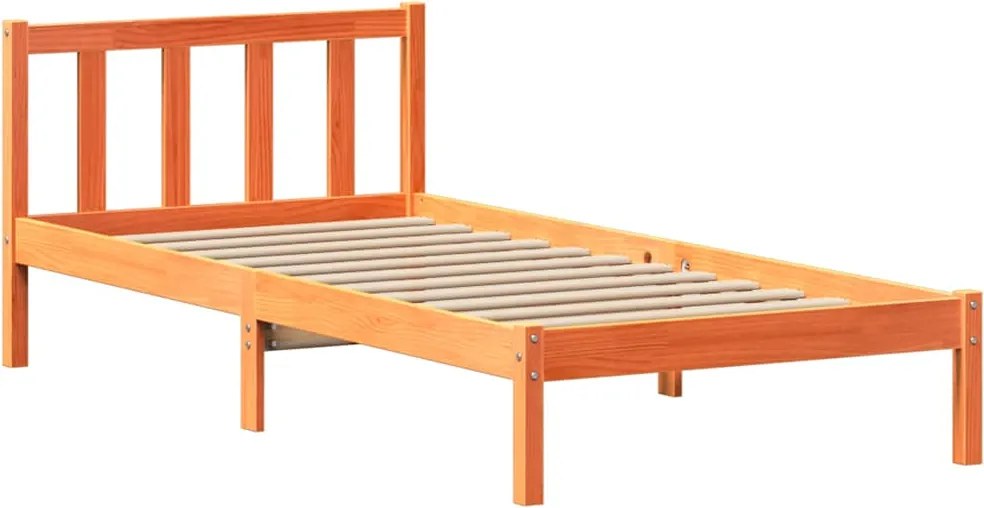 Postel bez matrace voskově hnědá 100 x 200 cm masivní borovice 3301491