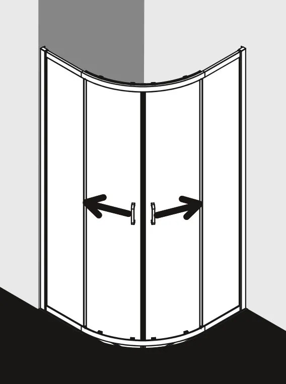 KERMI čtvrtkruhový sprchový kout (posuvné dveře) STINA, ST R55 Šířka: 90 cm