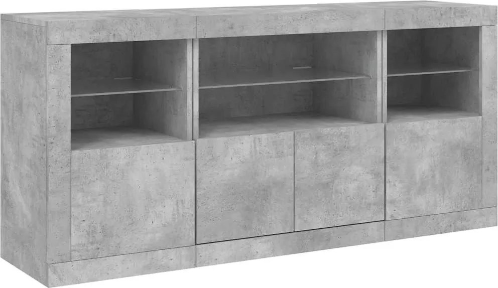 Příborník s LED osvětlením betonově šedý 142,5 x 37 x 67 cm 3209068
