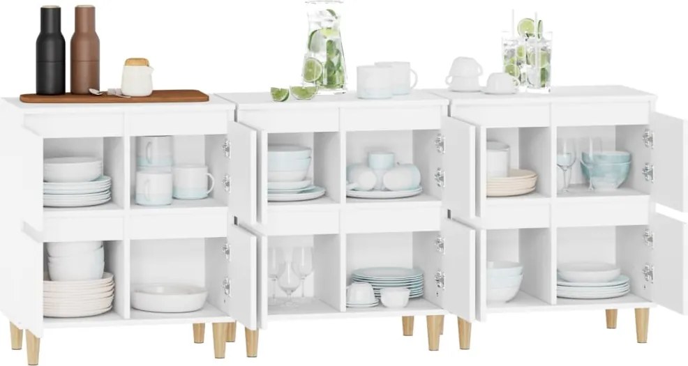 Příborníky 3 ks bílé 60 x 35 x 70 cm kompozitní dřevo 3185767