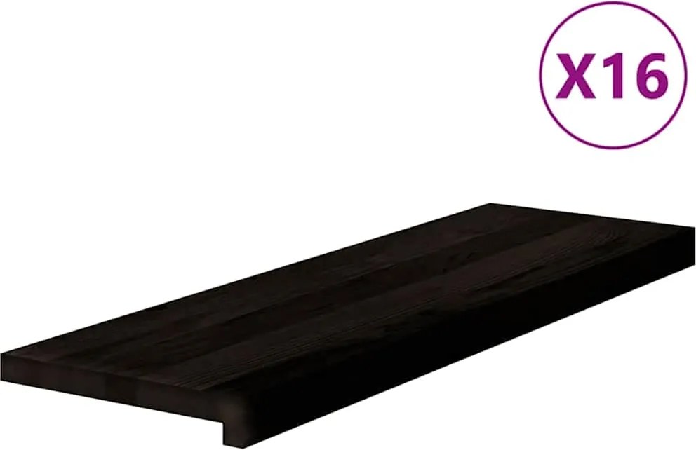 Nášlapy na schody 16 ks hnědo-černé 80x25x2 cm masivní dub 3283050