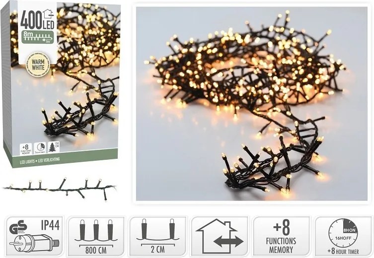 Světelný vánoční řetěz Twinkle 8 m, 400 LED
