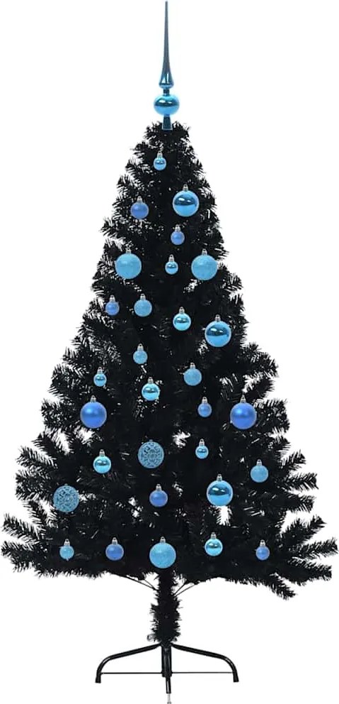 Umělý osvětlený vánoční stromeček Černá 150 cm PVC 3397135