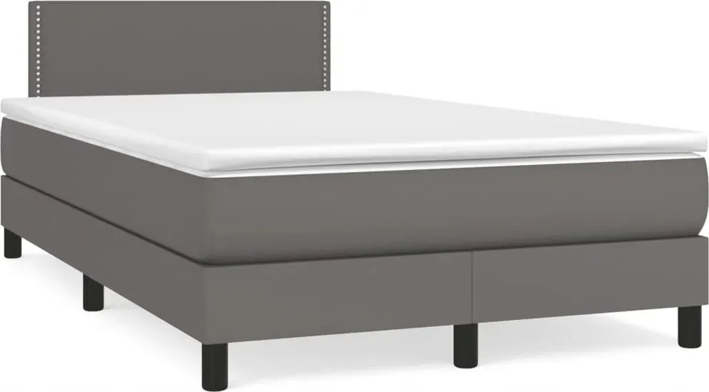 Box Spring Postel S Matrací Šedá Umělá Kůže Šedá Hladké s hřebíky 120 x 1