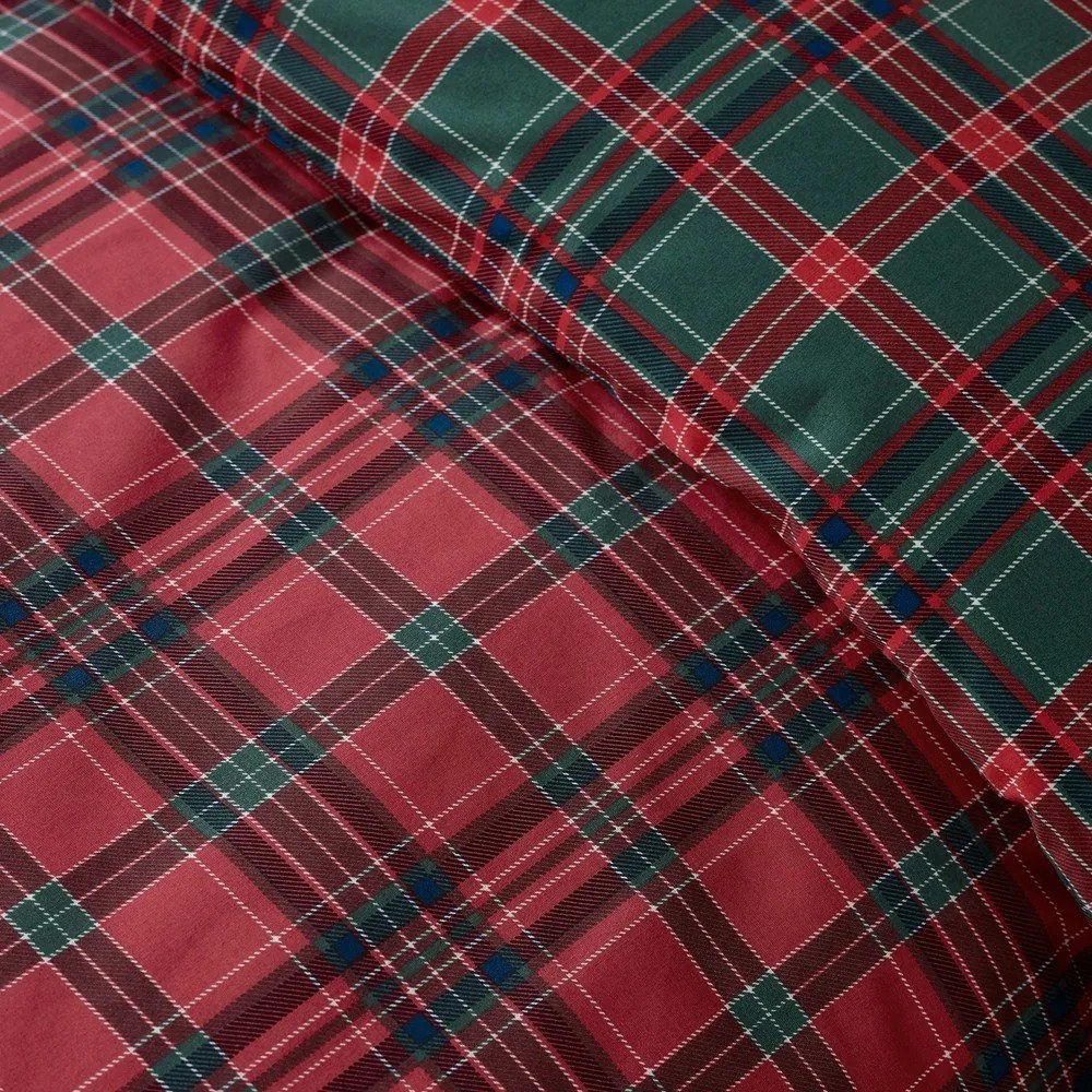 Červené/tmavě zelené povlečení na dvoulůžko 230x220 cm Tartan Check – Catherine Lansfield