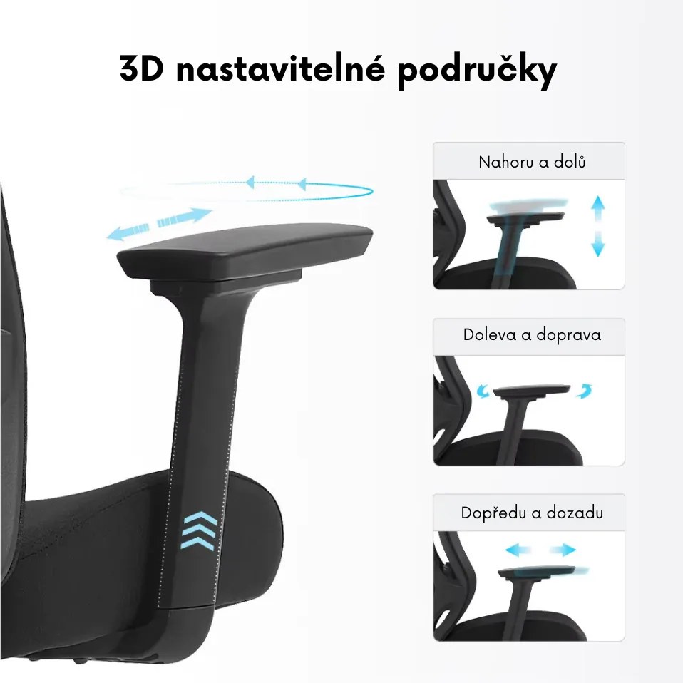 Kancelářská ergonomická židle Neoseat DIBERTI — síť / látka, černá, nosnost 150 kg