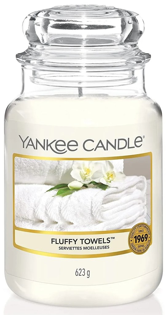 Yankee Candle Svíčka Yankee Candle 623gr - Fluffy Towels, bílá barva, sklo, vosk