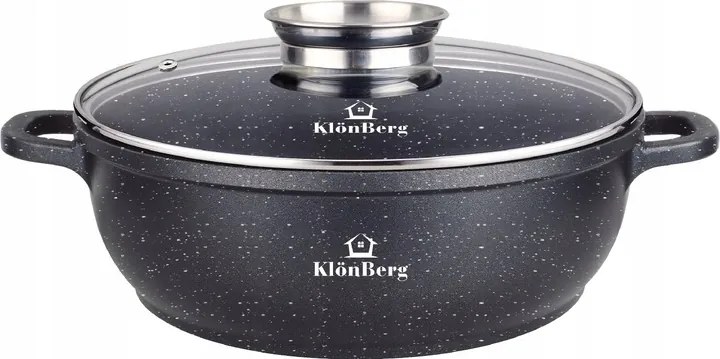 Nízký Hrnec Mramorový s poklicí Aroma Knob 3.3 L/ 26 CM KlönBerg