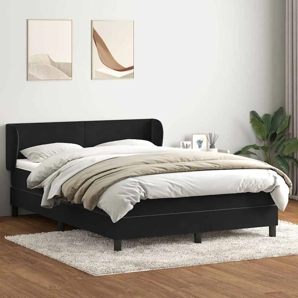 Box spring postel s matrací černá 160x210 cm samet 3317363