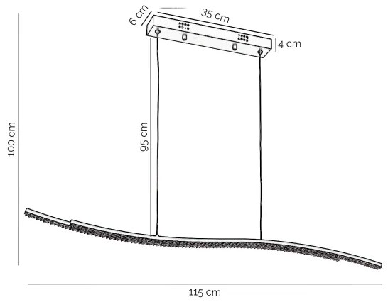 ONLI - LED Lustr na lanku ONDA LED/30W/230V 4000K černá