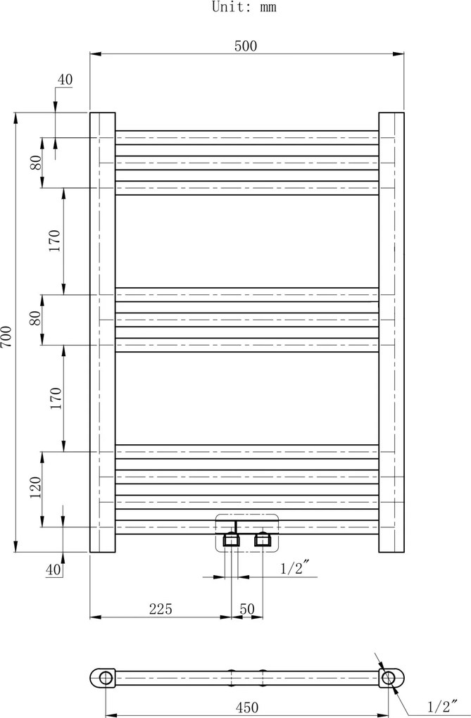 Gamma Erga Simple, topné těleso 700x500 mm, 275 W, bílá, ERG-LAV-SIMP-7050-WH