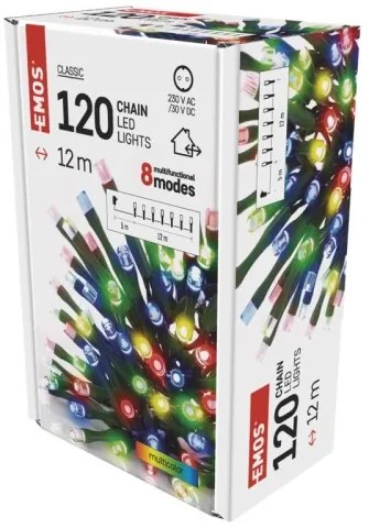 Vánoční osvětlení EMOS D4AM08 ZY1451 120 LED řetěz 12m multicolor programy