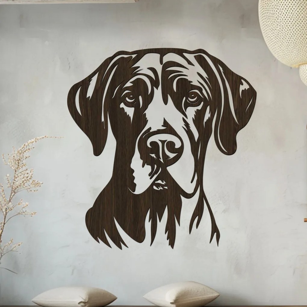dřevo života Dřevěný obraz psa Německá doga Zvolte rozměr (cm): 40x40, Zvolte barvu dekoru: Wenge