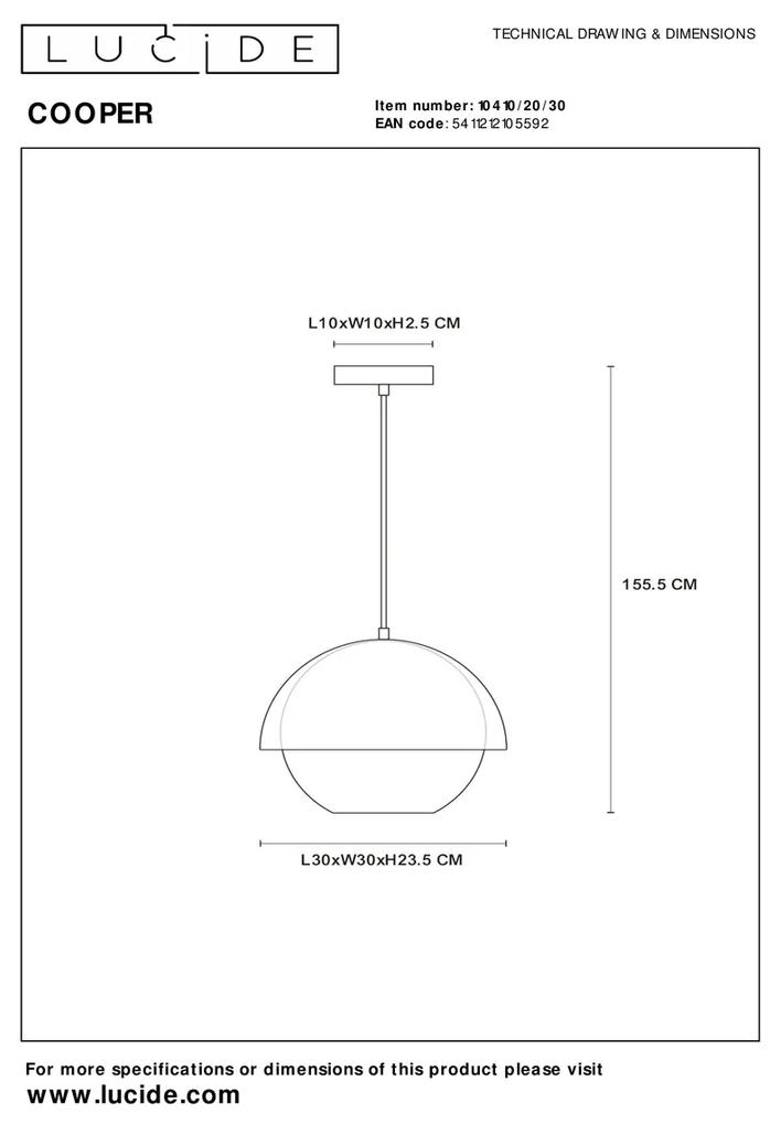 Lucide 10410/20/30 závěsné svítidlo Cooper černé, E27, ø30cm