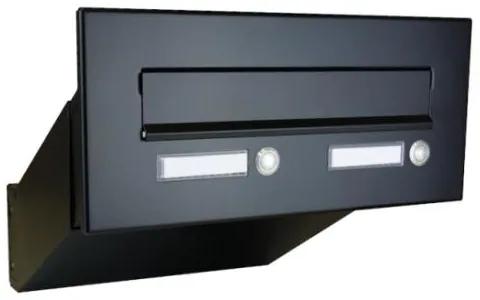 DOLS D-041 ČD-3 RAL9005 - poštovní schránka k zazdění, s 2x jmenovkou a 2x zvonkovým tlačítkem, černá