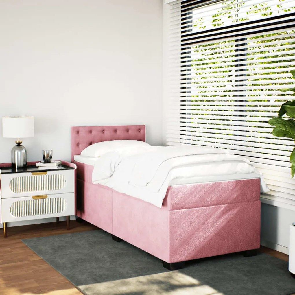 Box spring postel s matrací růžová 80 x 200 cm samet 3288479