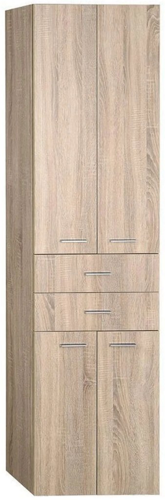 Aqualine Keramia Fresh - Vysoká skříňka ZOJA se zásuvkami, 50x184x29 cm, dub platin 51296