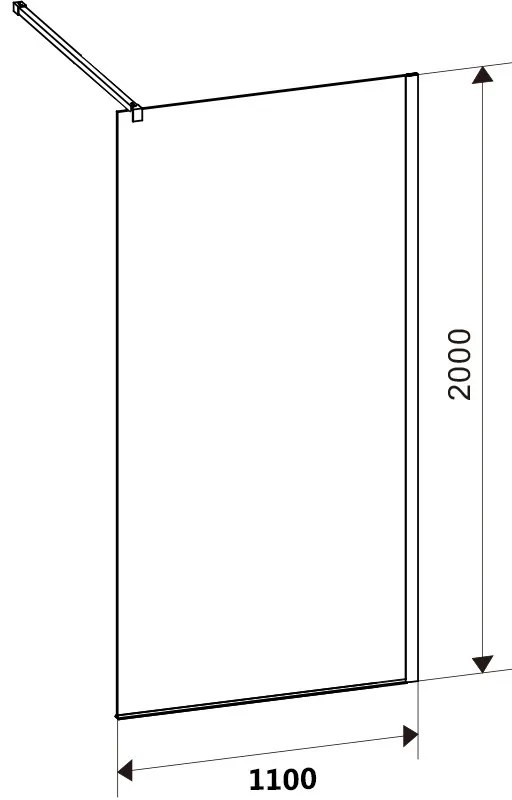 BPS-koupelny Sprchová zástěna Walk-in HYD-WI05 110 černá/transparent - bez vaničky
