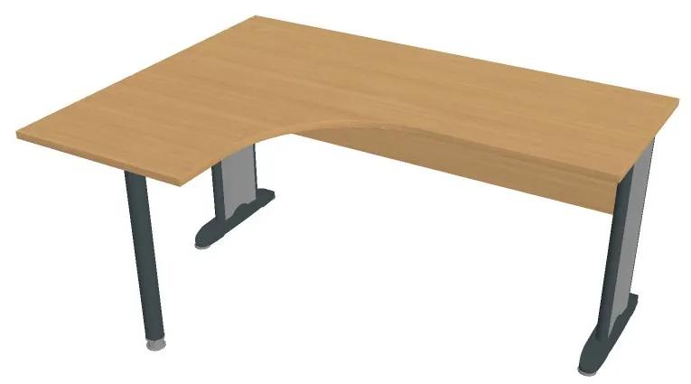 Stůl ergo oblouk pravý 160×120/60 cm - Hobis Cross CE 60 P Dekor stolové desky: buk, Dekor lamino podnože: buk, Barva nohou: černá