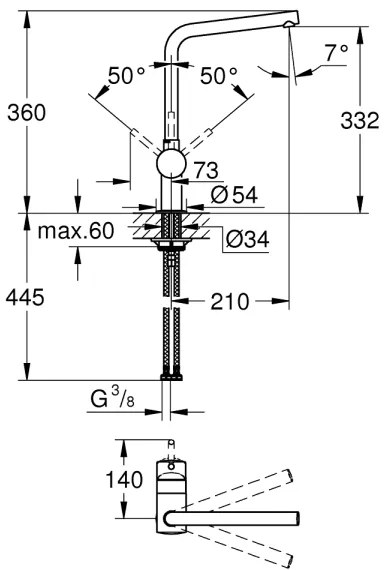 GROHE 31375000 - Dřezová baterie A 360 mm lesklý chrom