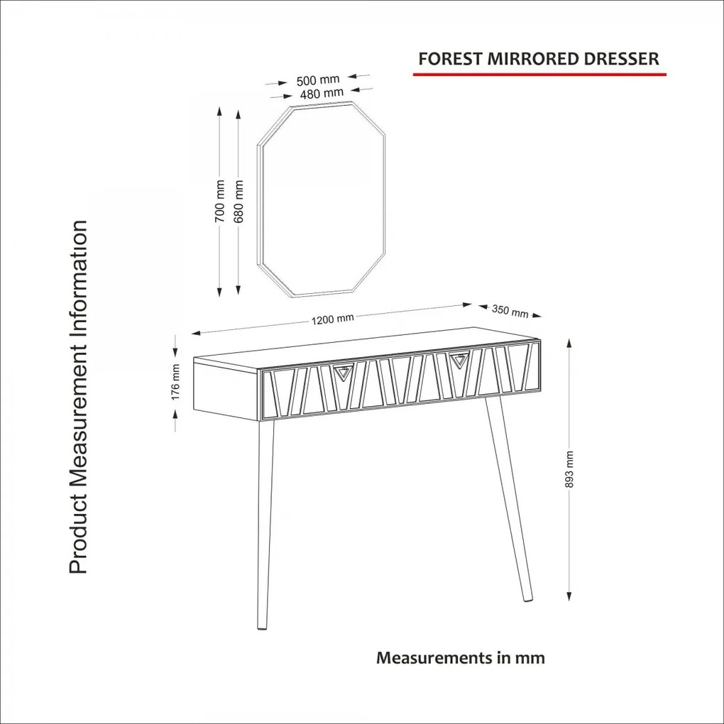 Toaletní stolek Forest Aynali 120 cm hnědý/zelený