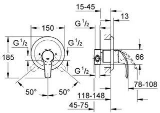 GROHE EUROSMART NEW sprchová baterie podomítková, vrchní i spodní díl, chrom