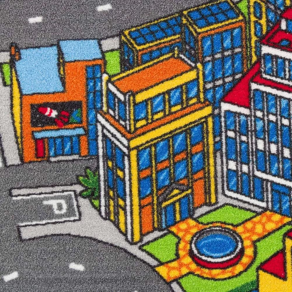 Dětský metrážový koberec Clever town cesty šíře 4m vícebarevný