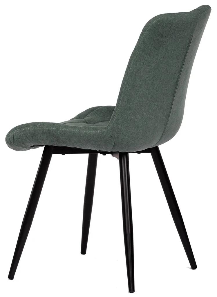 AUTRONIC Židle jídelní, zelená látka, nohy černý kov