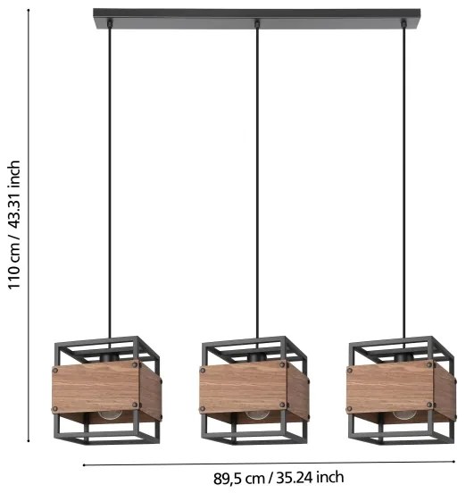 Eglo 43805 - Lustr na lanku EVESHAM 3xE27/40W/230V