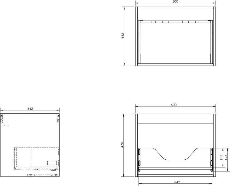 Mexen Rivel, koupelnová skříňka 60 cm s horní deskou, 1 zásuvka, drážkovaná, grafitová matná, 91A20-06047-1-BFC66