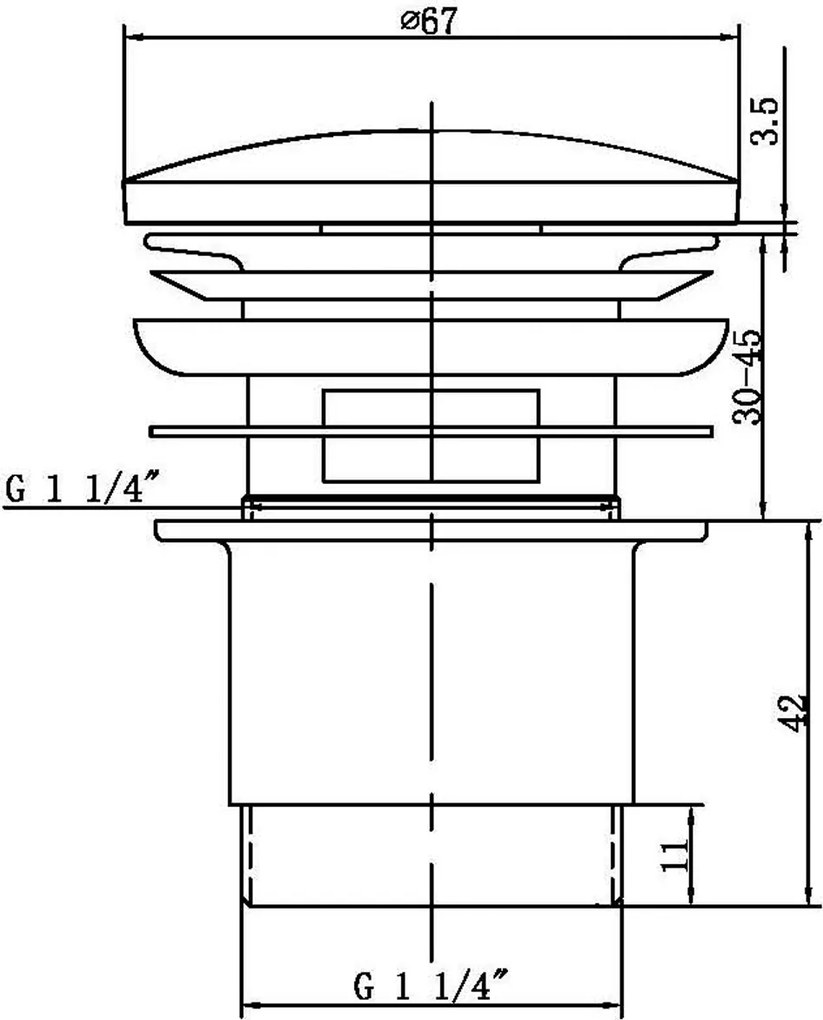 Sapho uzavíratelná kulatá umyvadlová výpust click clack velká zátka V 30-50mm černá CV1007B Koupelny Bernold
