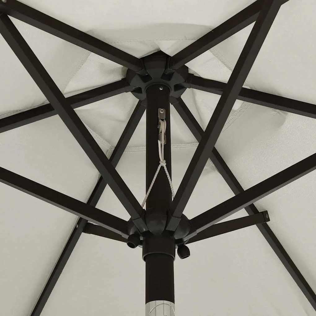 Zahradní slunečník s LED osvětlením pískový 200 x 211 cm hliník 313557