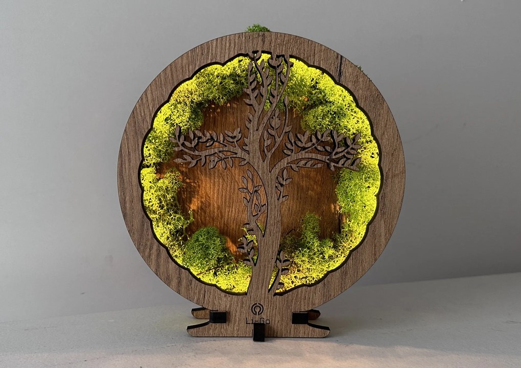 Li-Go "Kříž v mechu" lampa 20x22cm provedení povrchu: dub