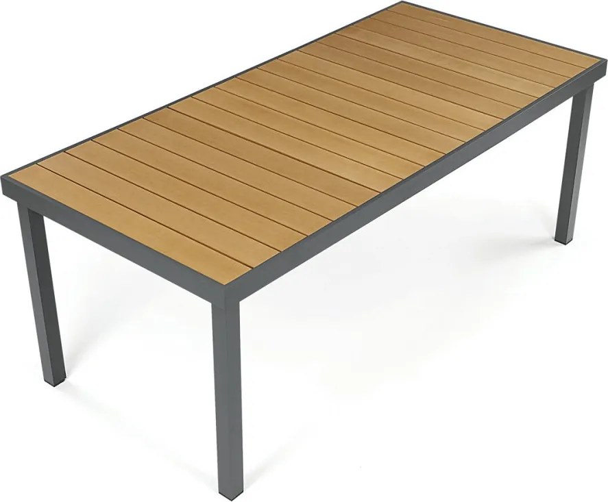 Zahradní stůl 190x90cm AZT-W1408 GREY, hliník, polywood, šedá