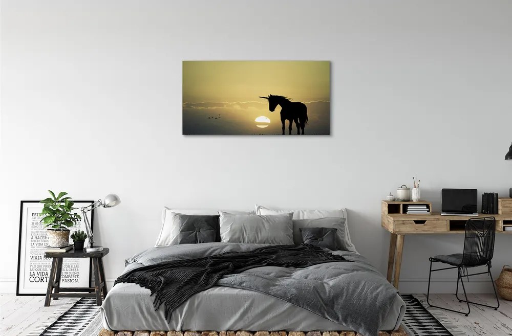 Obrazy na plátně Pole sunset jednorožec 140x70 cm