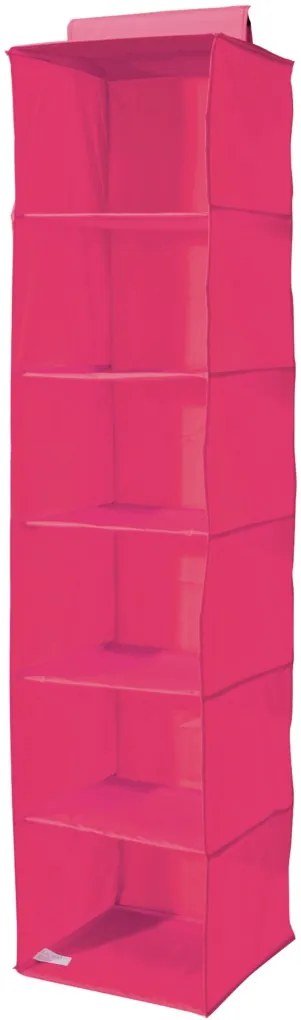 Závěsný organizér na oblečení Compactor 30 x 30 x 128 cm – 6 polic, fuchsia