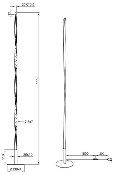 Reality - LED Stmívatelná stojací lampa SPIN LED/10,5W/230V