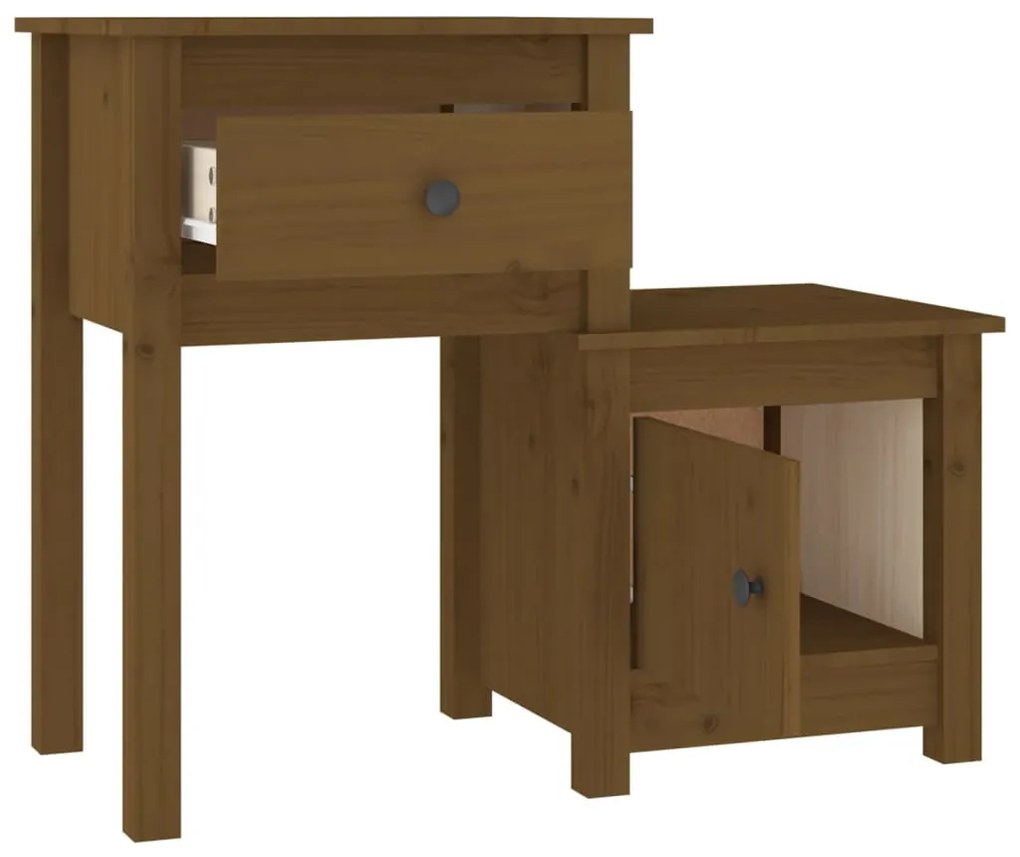 Noční stolek medově hnědý 79,5x38x65,5 cm masivní borové dřevo - Default Title