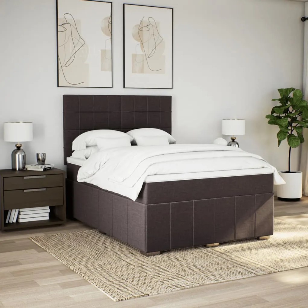 Box spring postel s matrací tmavě hnědá 140x200 cm textil 3293994