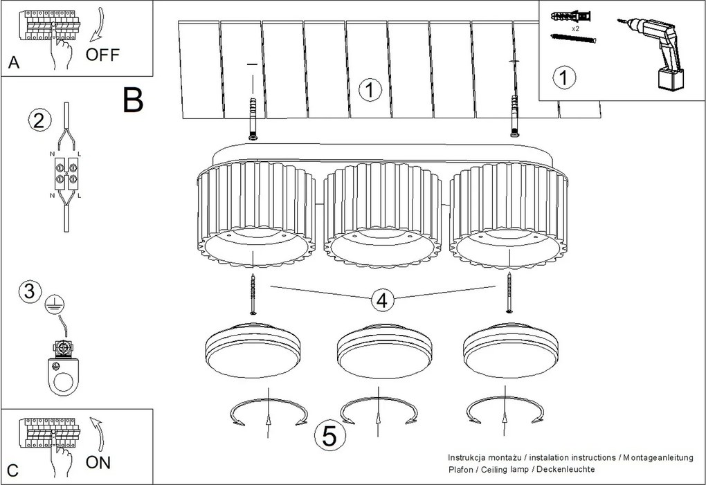 Sollux Lighting Stropní svítidlo MODO 3 hnědé GX53