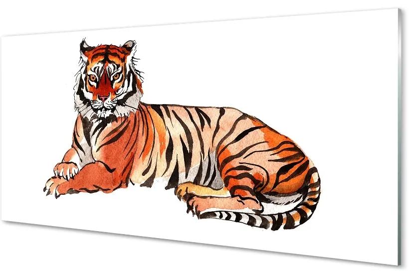 Obraz na skle malované tygr 125x50 cm