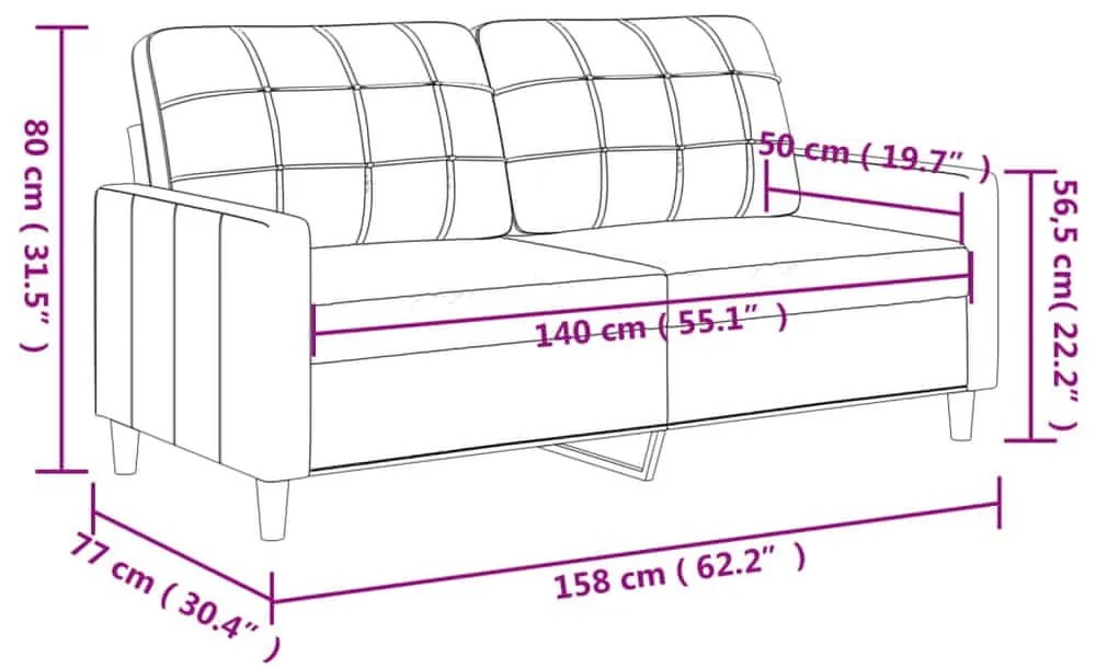 Petromila 2místná pohovka černá 140 cm textil