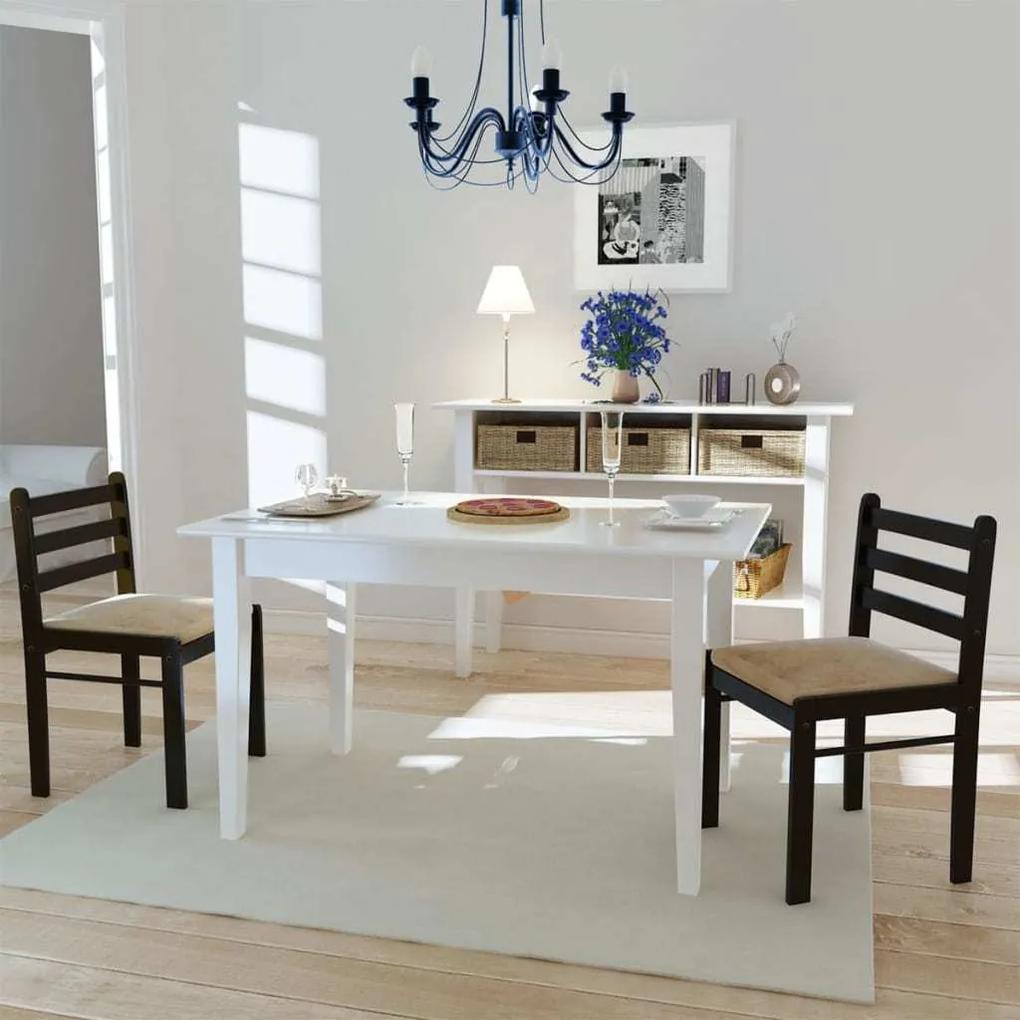 vidaXL Jídelní židle 2 ks masivní kaučukovníkové dřevo a samet [242028] Barva: Bílá